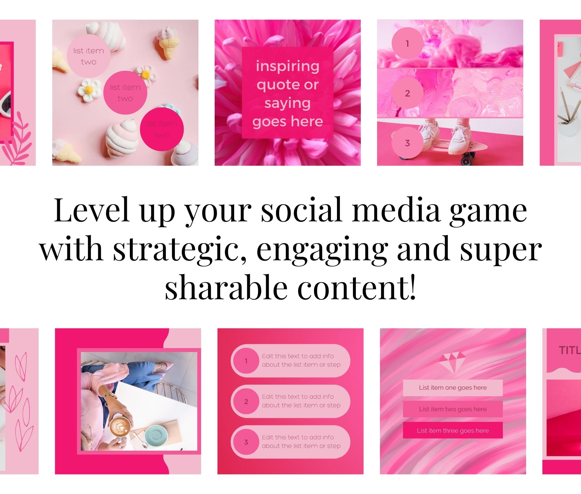 100 Pink Social Media Canva Templates | The Creatives Desk