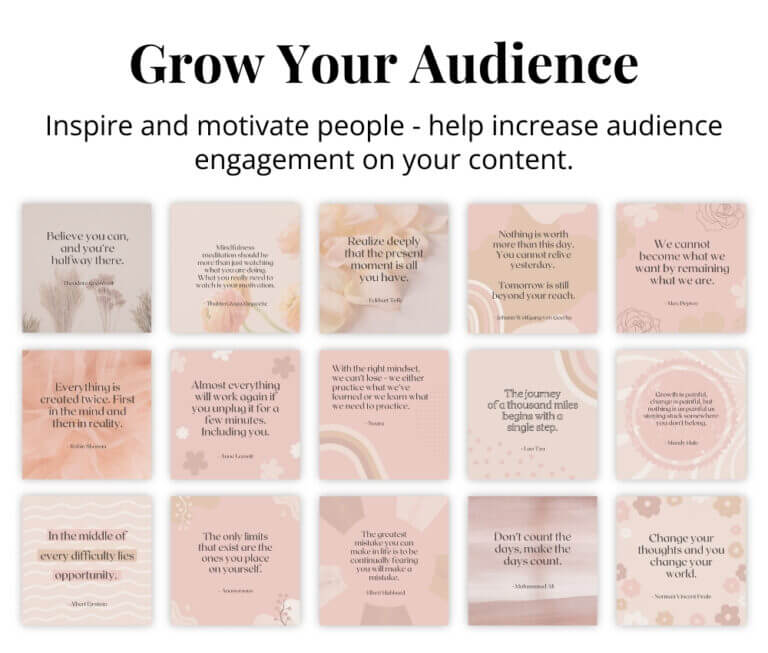 Inspiring Quotes - Blush Pink Canva Templates Pack