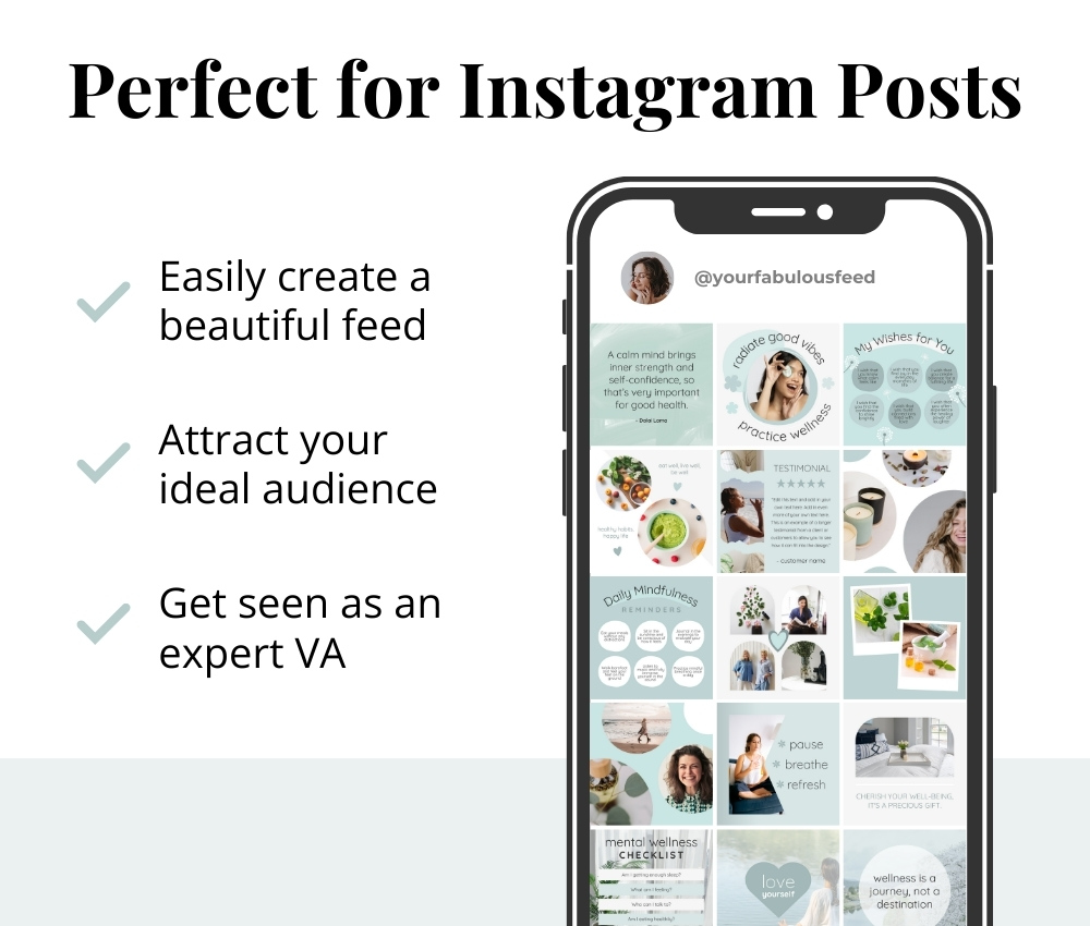 Wellness Social Media Posts Canva Templates Kit