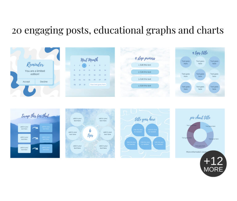 Social Media Canva Templates | Blue Hues Collection | The Creatives Desk