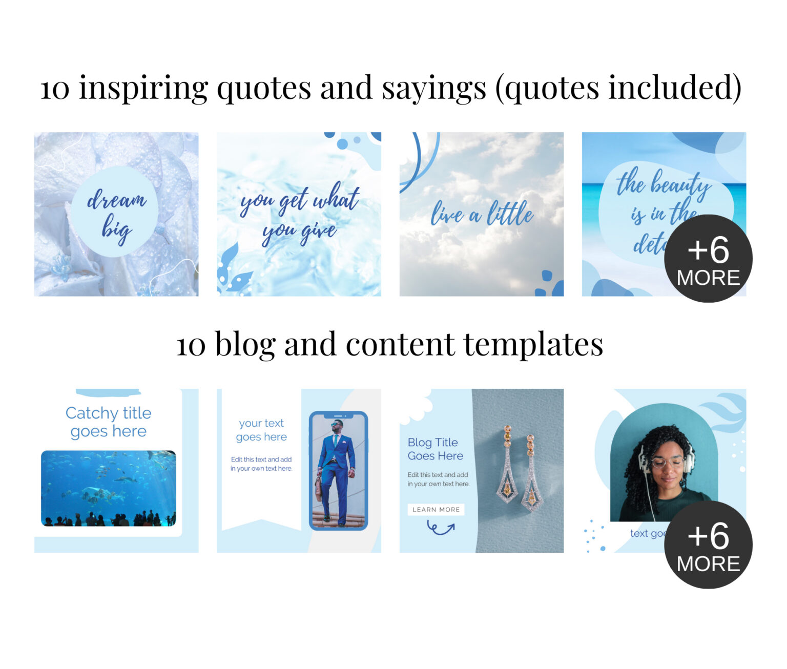 Social Media Canva Templates | Blue Hues Collection | The Creatives Desk
