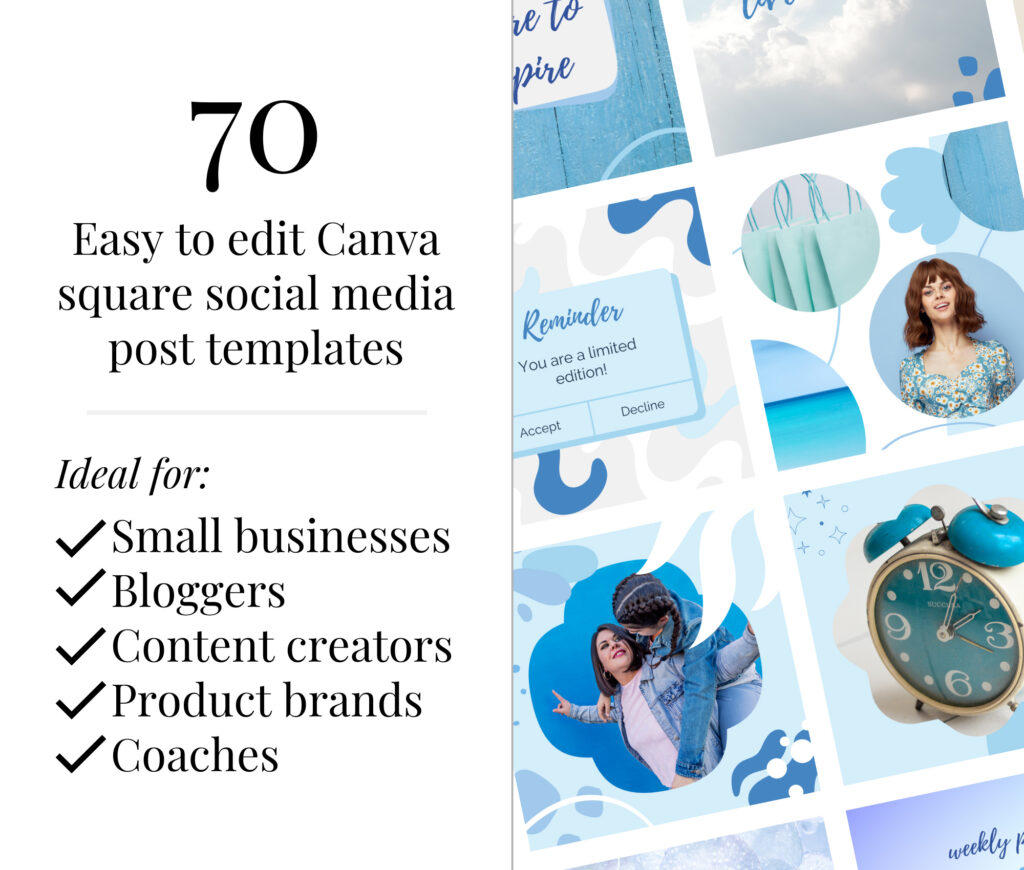 Social Media Canva Templates | Blue Hues Collection | The Creatives Desk