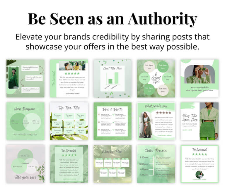 Green Instagram Post Canva Templates | The Creatives Desk