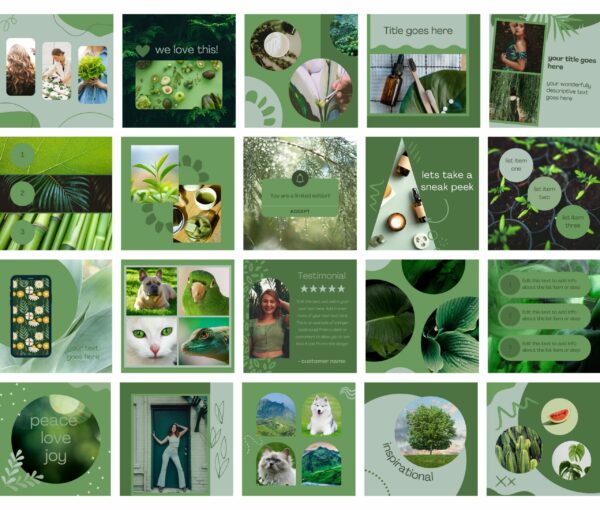 100 Green Social Media Canva Templates | The Creatives Desk