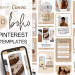 Neutral Boho Pinterest Canva Templates | The Creatives Desk