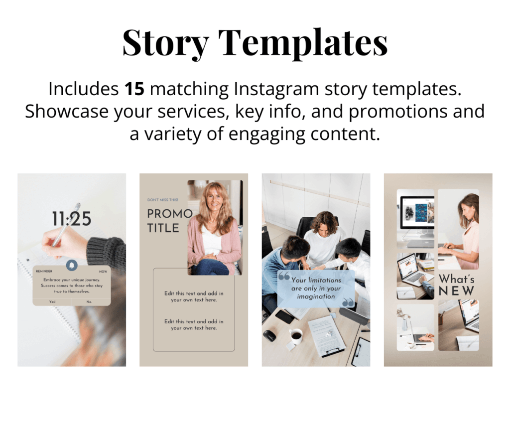 Online Business Instagram Post and Story Canva Templates Kit