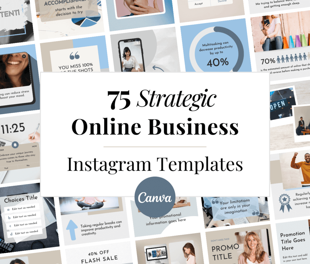 Online Business Instagram Post and Story Canva Templates Kit