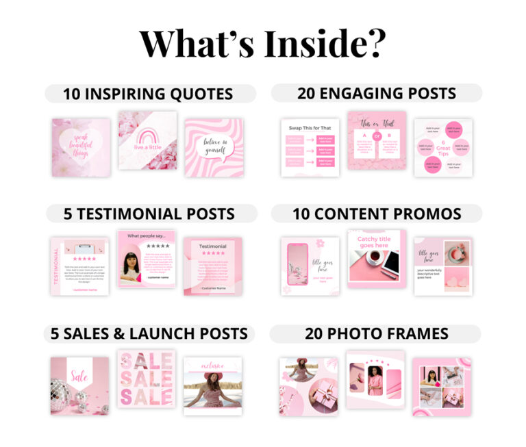 Pink Social Media Canva Templates | The Creatives Desk
