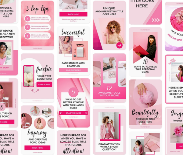 60 Pink Pinterest Canva Templates | The Creatives Desk
