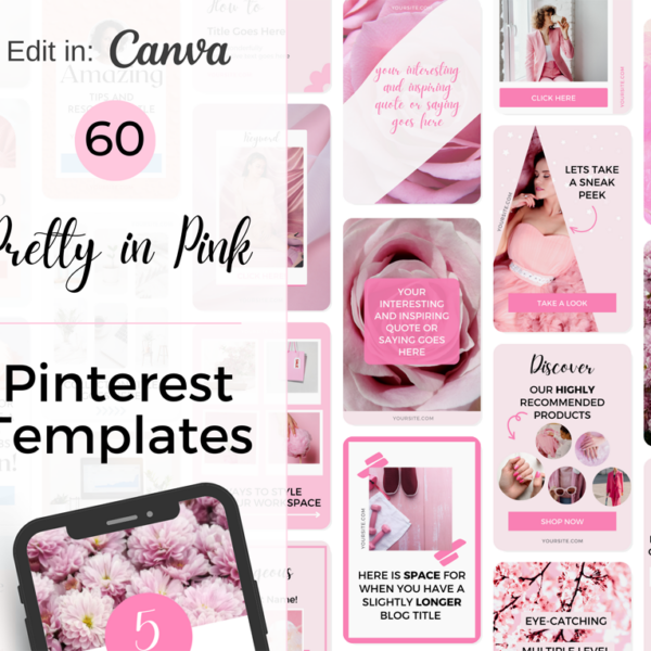 60 Pink Canva Pinterest Templates | The Creatives Desk