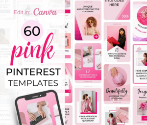 60 Pink Pinterest Canva Templates | The Creatives Desk