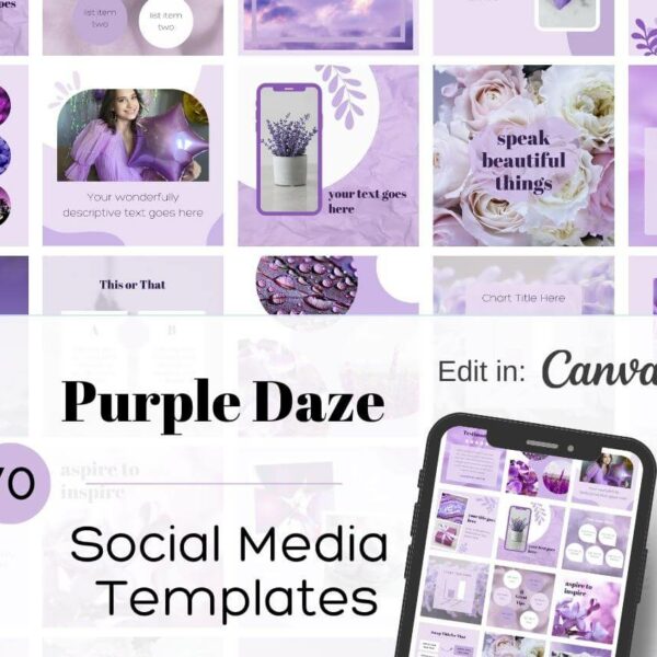 70 Purple Social Media Canva Templates | Purple Daze Collection